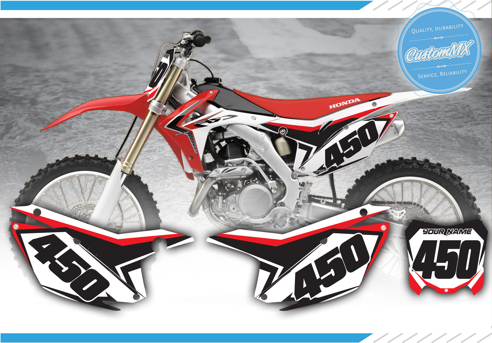 2014 2015 HONDA CRF 250R CUSTOM NUMBER PLATE BACKGROUND GRAPHICS MX DECALS Shop Only Authentic 