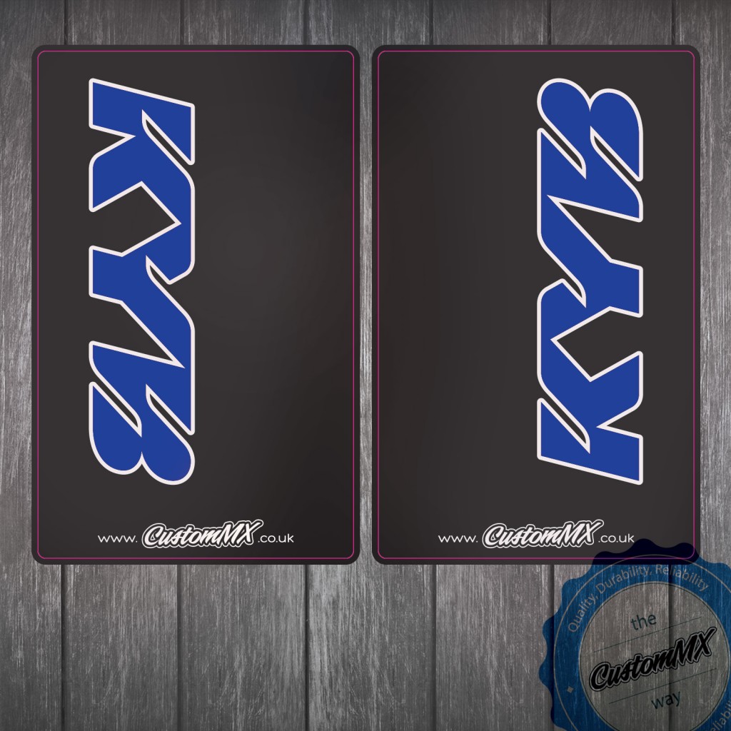 KYB Blue Upper Fork Decals (Black) – Custom MX – The Home Of Semi-Custom Graphics