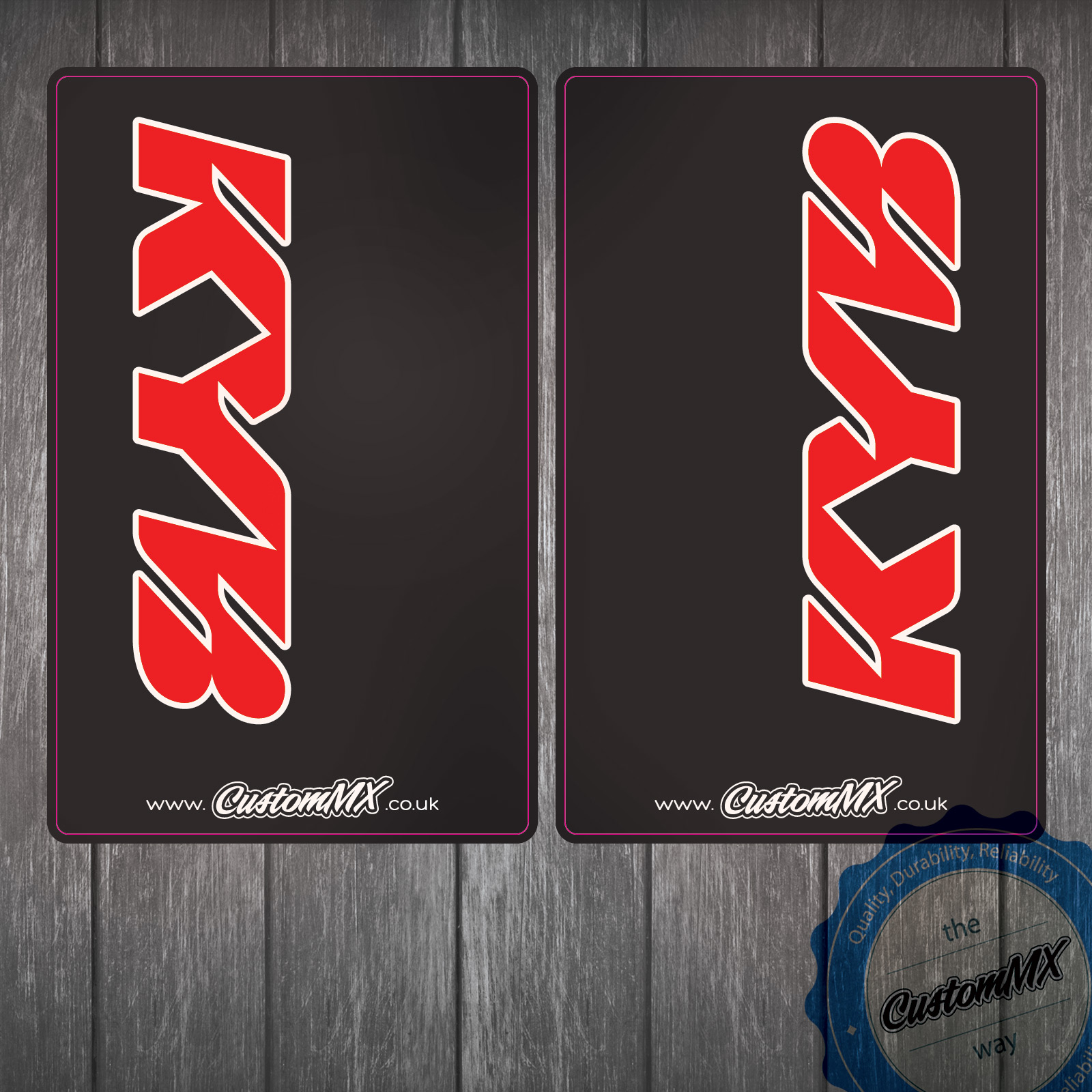 KYB Blue Upper Fork Decals (Black) – Custom MX – The Home Of Semi-Custom Graphics