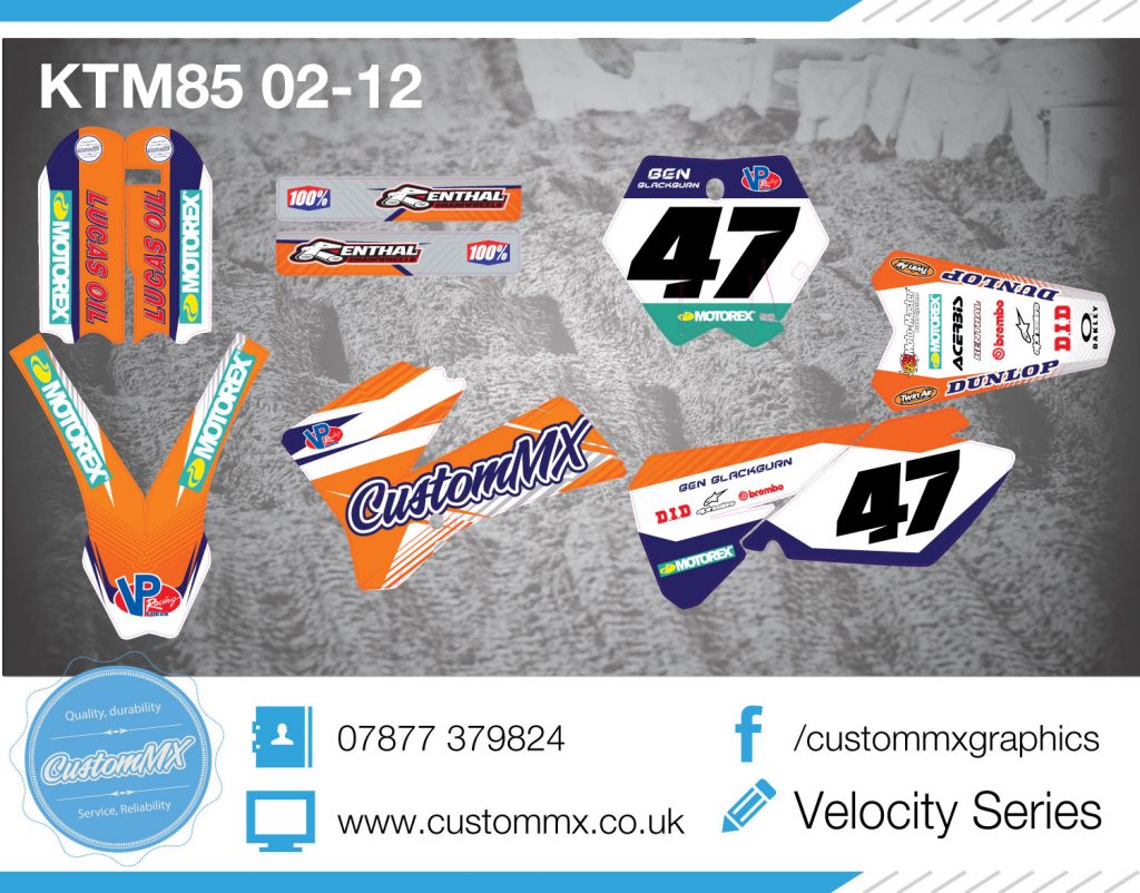 Youth – Velocity Series KTM SX85 Graphics Kit 2003-2017 Models – Custom ...