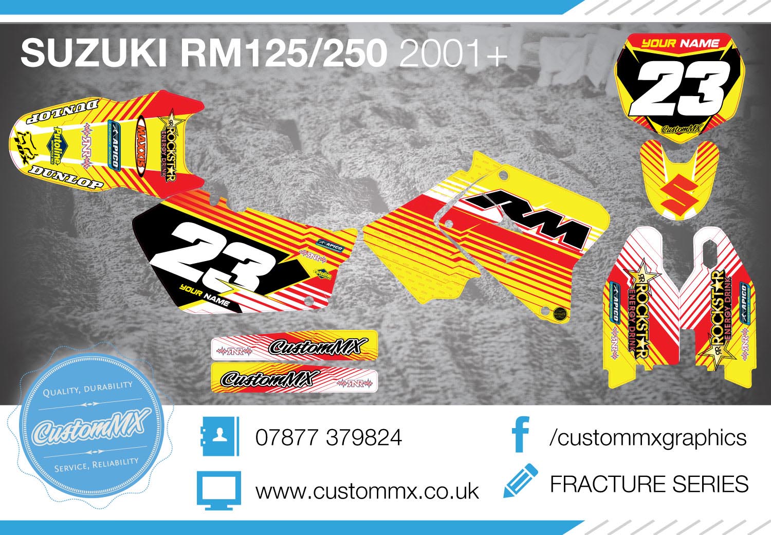 Fracture Series (Red) – Suzuki RM / RMZ Graphics Kit – Custom MX – The ...