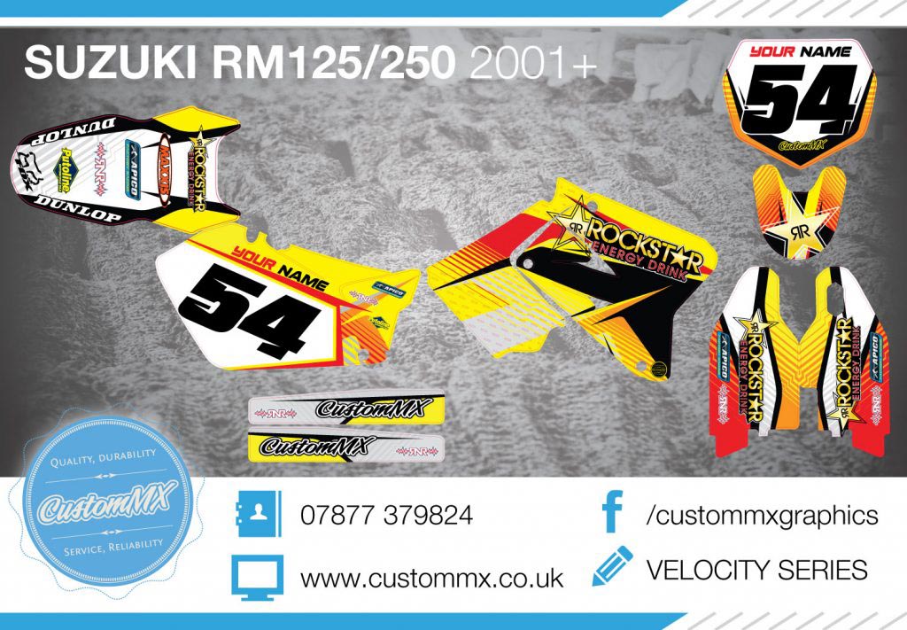 Velocity Series – Suzuki RM / RMZ Graphics Kit – Custom MX – The Home ...