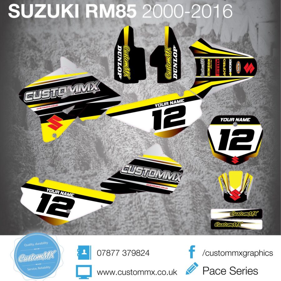PACE Series (Red) Suzuki RM85 Graphics Kit – Custom MX – The Home Of ...