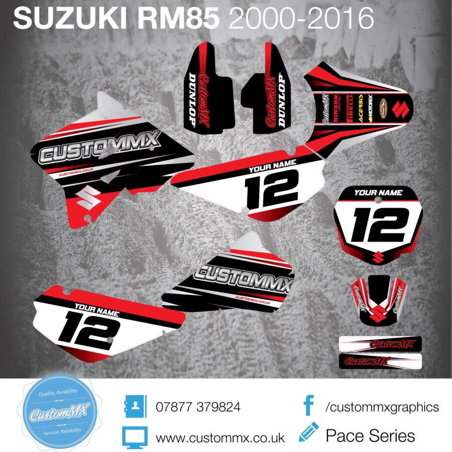 PACE Series (Yellow) Suzuki RM85 Graphics Kit – Custom MX – The Home Of ...