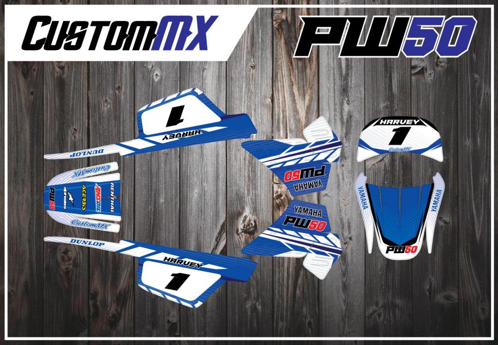 PW50 Yamaha – Factory (Blue) Series – Complete Graphics Kit – Custom MX ...