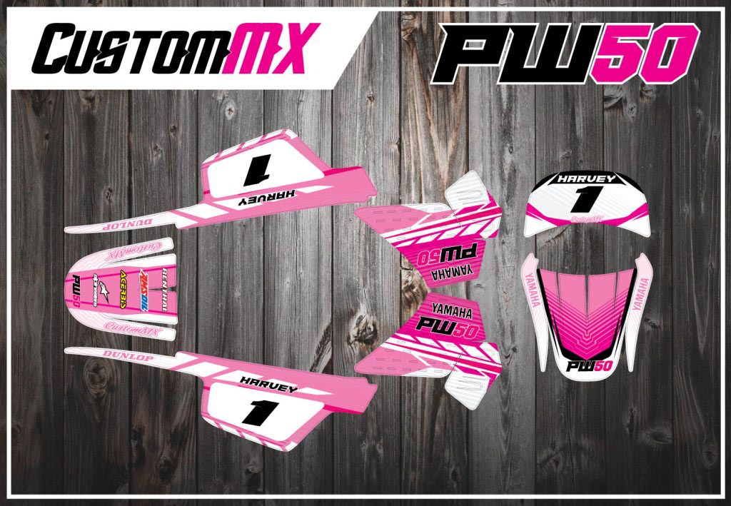 PW50 Yamaha – Factory (Pink) Series – Complete Graphics Kit – Custom MX ...