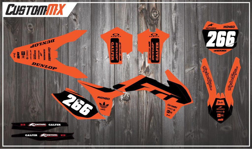 ‘FACTORY’ FLUORESCENT ORANGE SERIES – KTM SX/SXF Graphics Kit – Custom ...