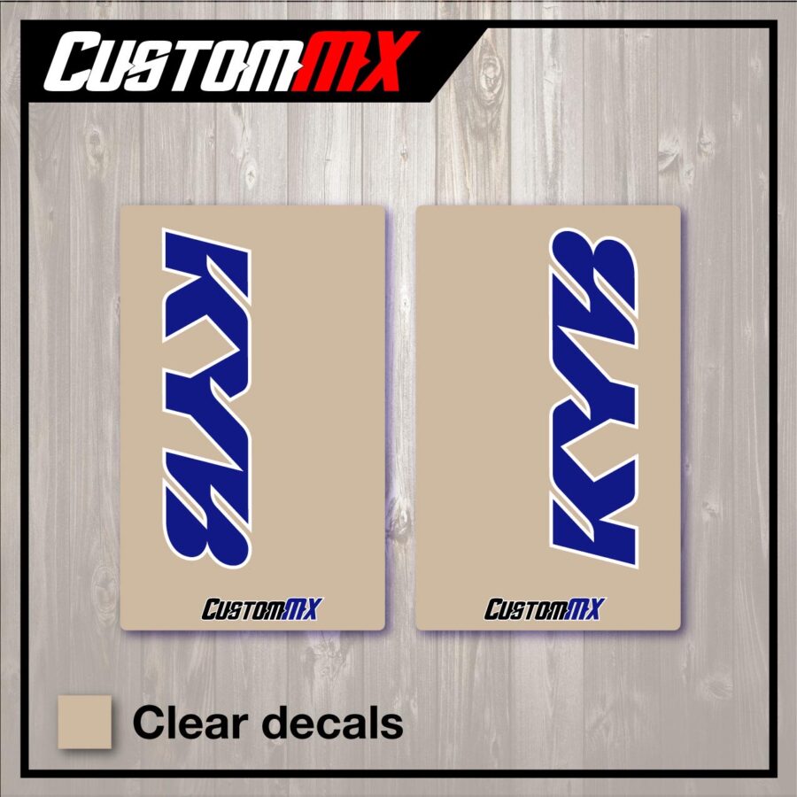 CLEAR: KYB Blue Upper Fork Decals – Custom MX – The Home Of Semi-Custom Graphics