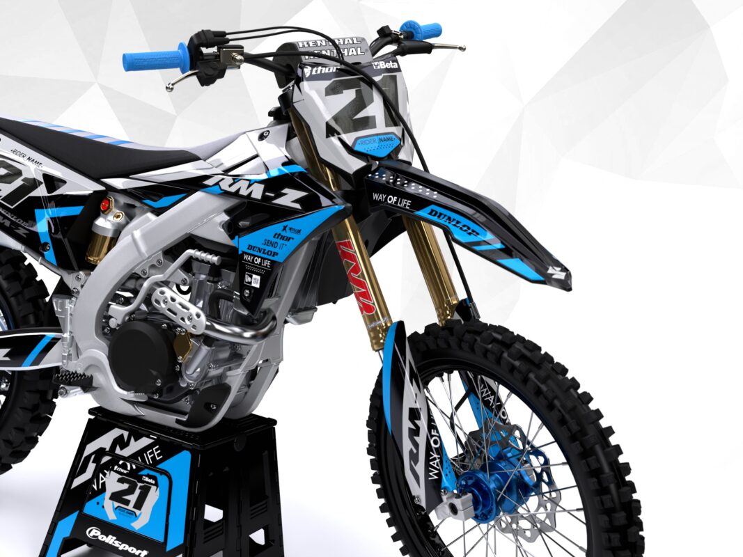 Enigma (Cyan) Series – Suzuki RM / RMZ Graphics Kit – Custom MX – The ...