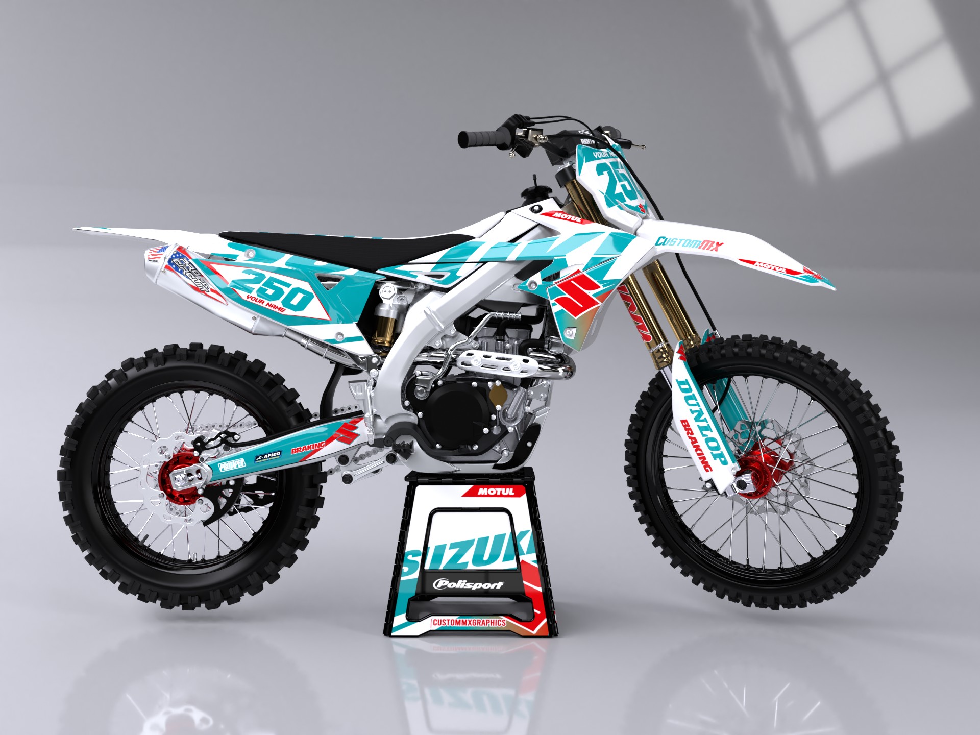 Flash (Teal) Series – Suzuki RM / RMZ Graphics Kit – Custom MX – The ...