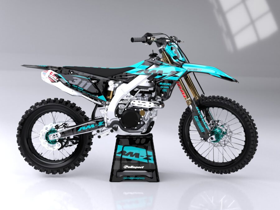 Khaki (Teal) Series – Suzuki RM / RMZ Graphics Kit – Custom MX – The ...
