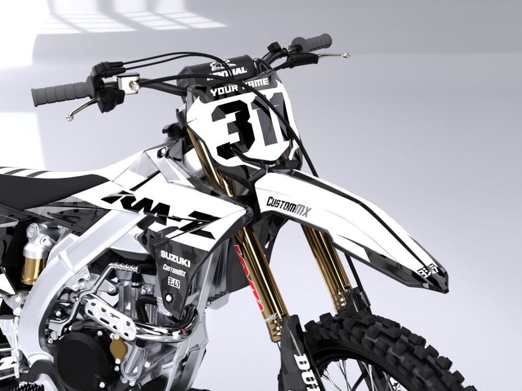 Khaki (White) Series – Suzuki RM / RMZ Graphics Kit – Custom MX – The ...
